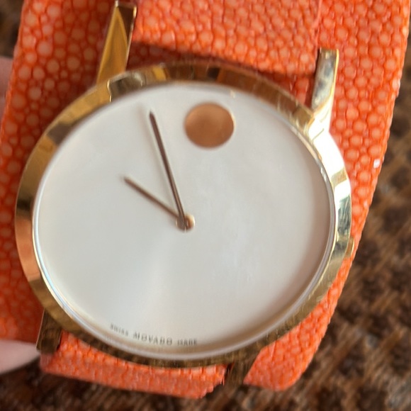 Movado | Accessories | Movado Swiss Made Orange And Gold Stingray Cuff ...